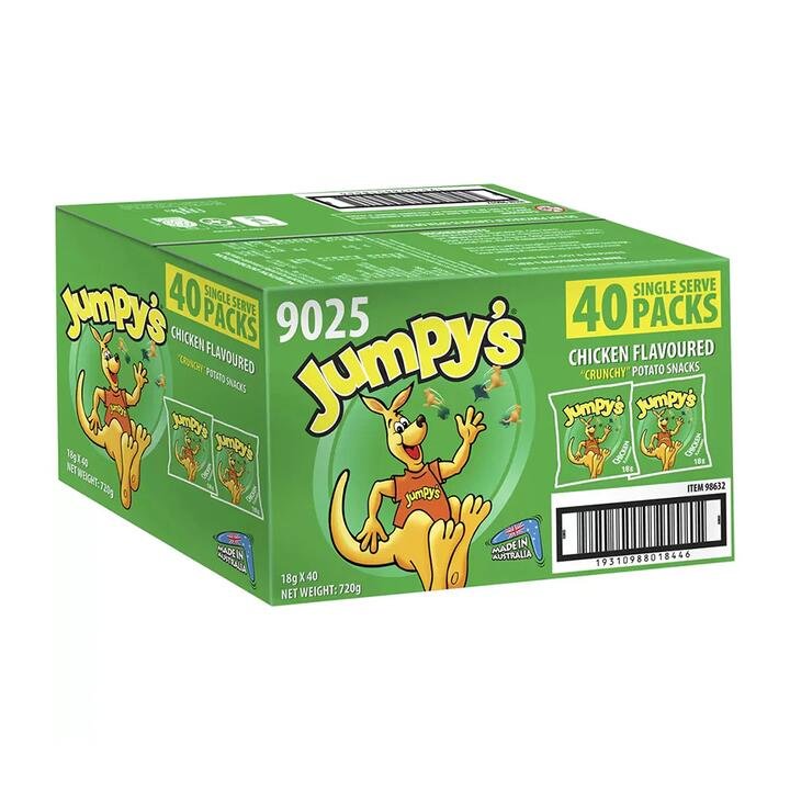 Jumpy's Chicken Flavoured Potato Snacks - Box of 40 Packs x 18g ...
