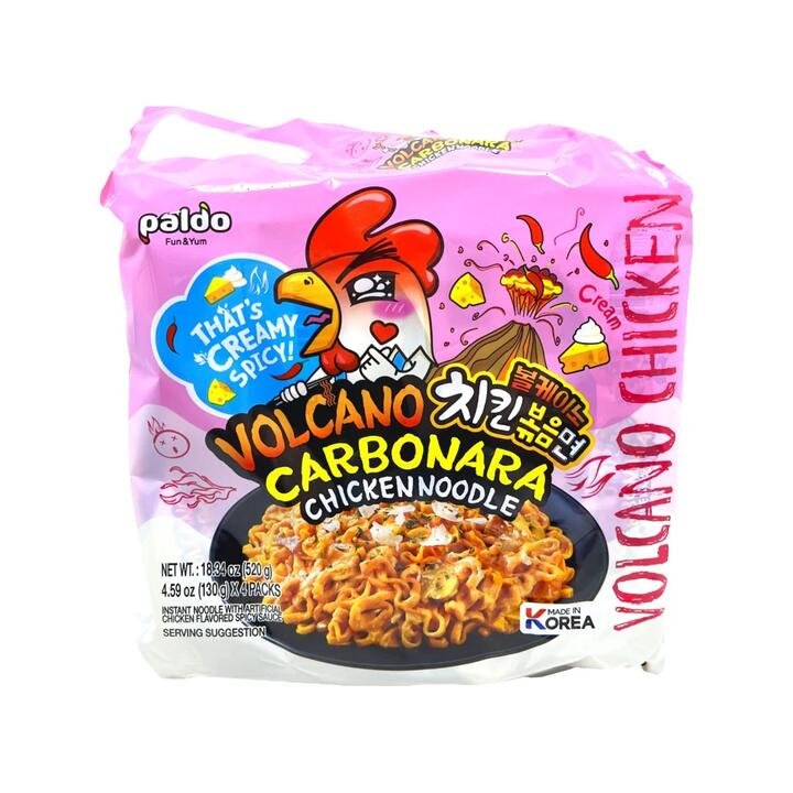 Paldo Volcano Carbonara Chicken Noodles 130g x 4 Pack – Korean Spicy ...