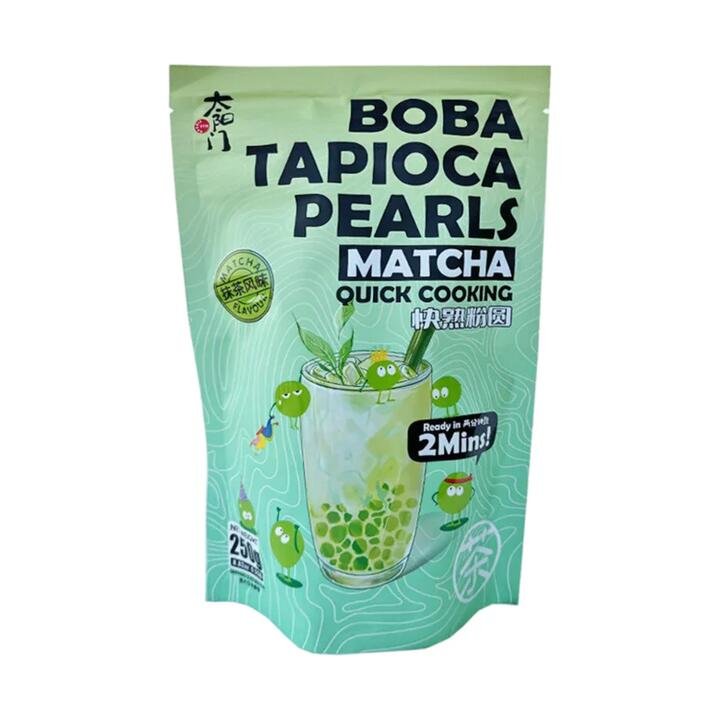 Taiyangmen Quick-Cooking Matcha Boba Tapioca Pearls 250g - Gourmet Grocer