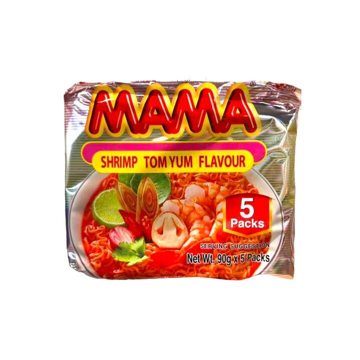 Mama Shrimp Tom Yum Flavour Instant Noodles 90g x 5 Packs - Thai Spicy ...